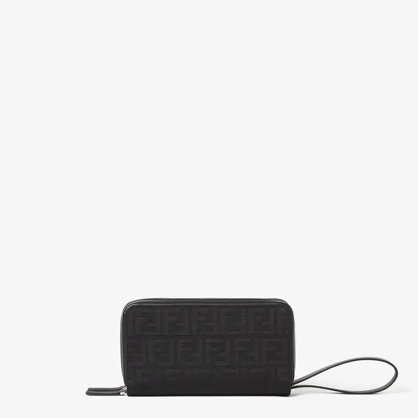 Fendi Standing Clutch Black Ff Zucca Jacquard Pouch - [black]